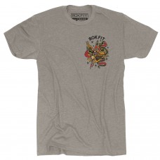 Men workout t-shirt ROKFIT grey NEVER OUT OF THE FIGHT model
